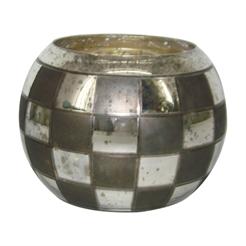 Votive Mercury Glass & Pewter Checker Board Round – The Tent Merchant ...